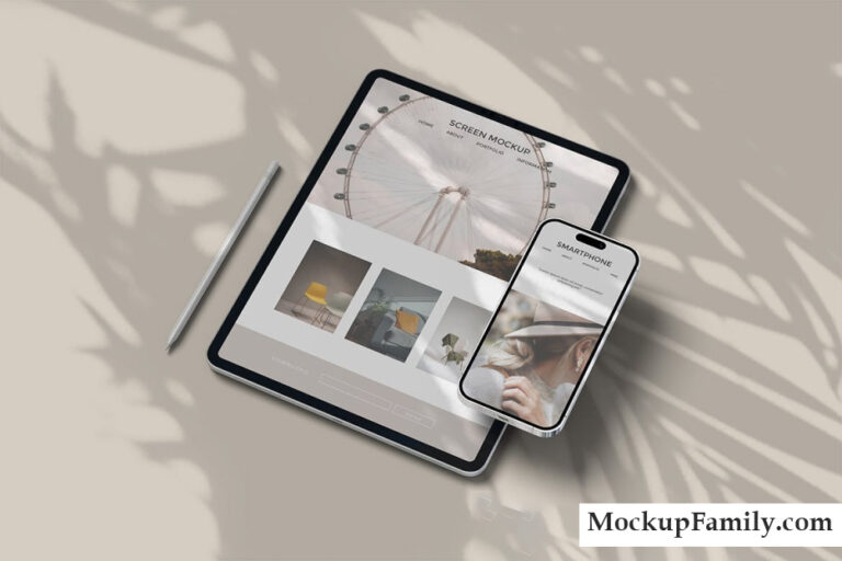 iPad Pro and iPhone Mockup Scene PSD