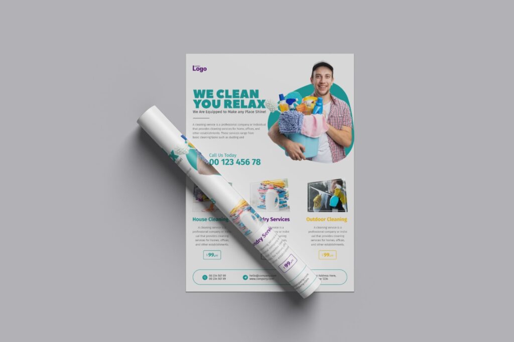 Flyer Mockup PSD Template in 3d Rendering