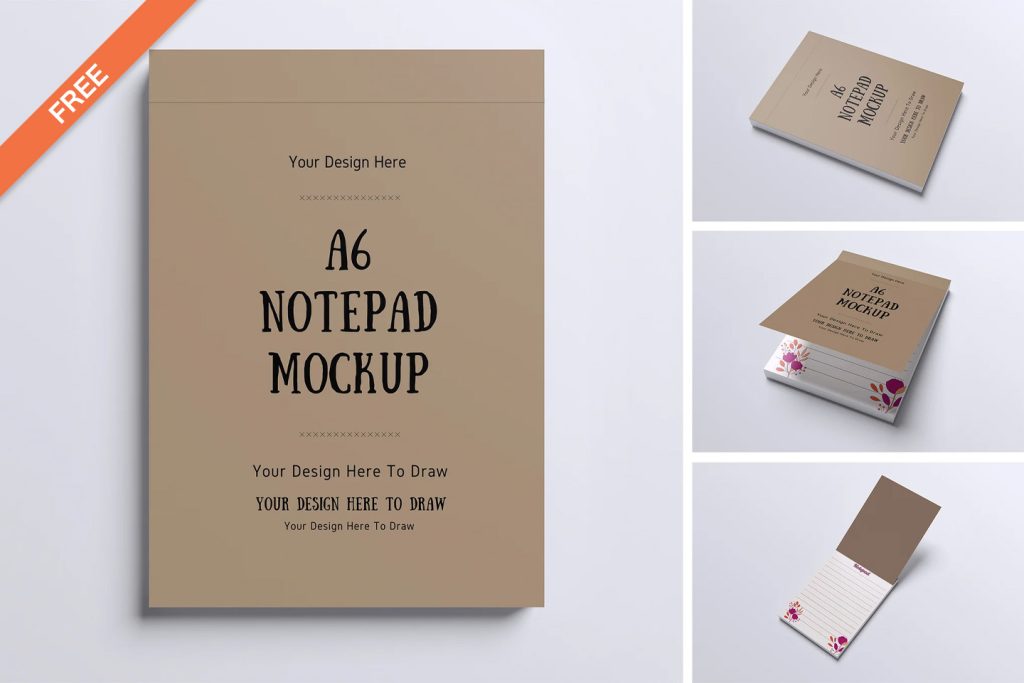 A6 Notepad Mockup PSD Free Download